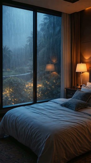Rainy Night at the Window 🌧️ Cozy Bedroom Sounds for Deep Relaxation #deepsleep #relaxing #insomnia
