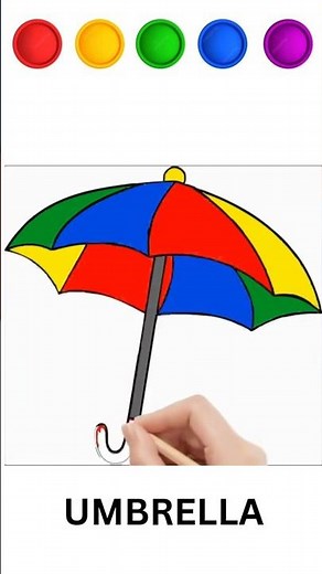 How to Draw an Umbrella | Step-by-Step Drawing Tutorial for Kids | Easy Umbrella Drawing