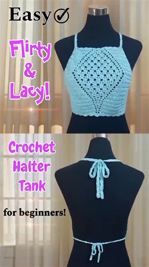 Ler on Instagram: "This Easy Crochet Halter Tank Is Perfect for Summer ☀️ This easy crochet halter tank top is flirty, lacy, and perfect for beginners 💙 Lightweight and stylish, it’s ideal for summer outfits, beach days, or layering. The openwork design gives a beautiful handmade look while staying comfortable and breathable. A must-try crochet project for anyone who loves modern crochet fashion 🧶✨ #crochethaltertop #crochettanktop #crochettutorial #beginnercrochet #crochetfashion crochet halt