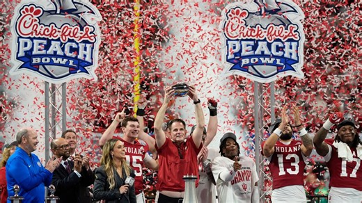 Mendoza tosses 5 TDs as Indiana dominates Oregon 56-22 and advances to CFP title game | Peach Bowl live updates