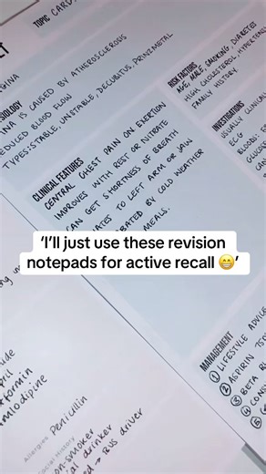 Active recall notepads for medical students 🤯 #medicalschool #medical #medstudent