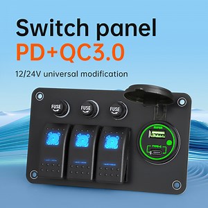 [Hot Item] 12V DC Dual USB with Fuse 3 Gang on/off Rocker Switch Panel for Car Boat Camper