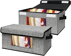 Stackable Hat Organizer for Baseball Caps, 2 PCS Hat storage Box Container Holder with Hard Lid and Clear Window for Closet Hold 30 Caps, Black