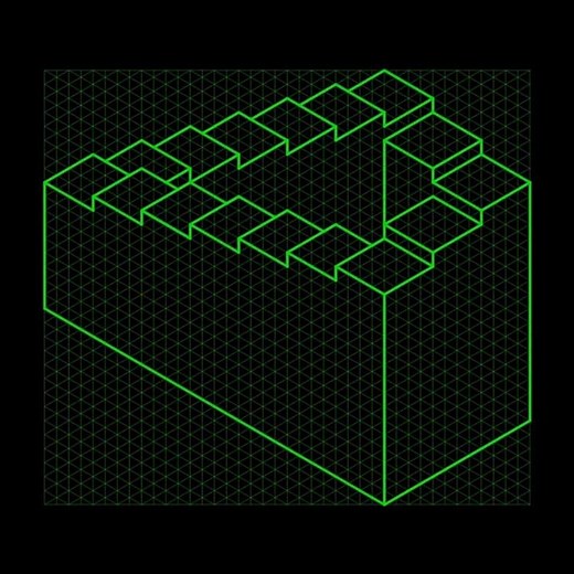 Penrose Staircase Digitally Drawn Line by Line | Isometric Grid Optical Illusion #MathArt