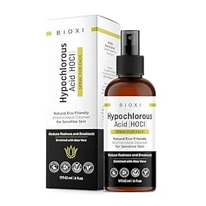 Hypochlorous Acid (HOCI) Spray for Face - Natural Antimicrobial Cleanser for Sensitive Skin - Reduce Redness and Breakouts - Travel Size for Athletes Post Workout Adult Teenagers