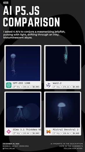 Comparing 4 LLMs Creating the Same Animation 🪼🌊 | Bioluminescent Jellyfish