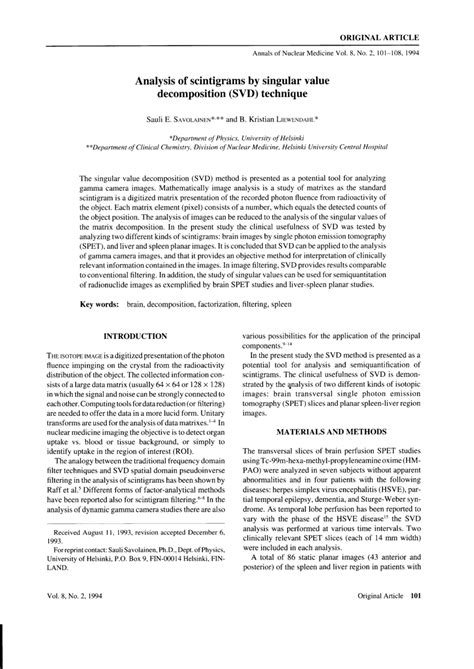 pdf analysis of scintigrams by singular value decomposition svd technique