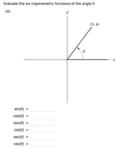 solved evaluate the six trigonometric functions of the angle