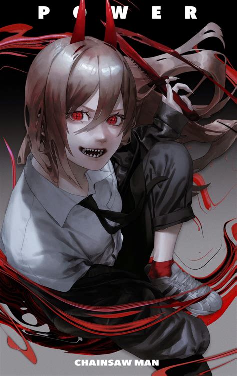 Safebooru 1girl Black Necktie Brown Hair Chainsaw Man Collared Shirt Cross Shaped Pupils Dark
