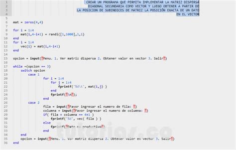 arrays matlab matriz dispersa diagonal secundaria en vector