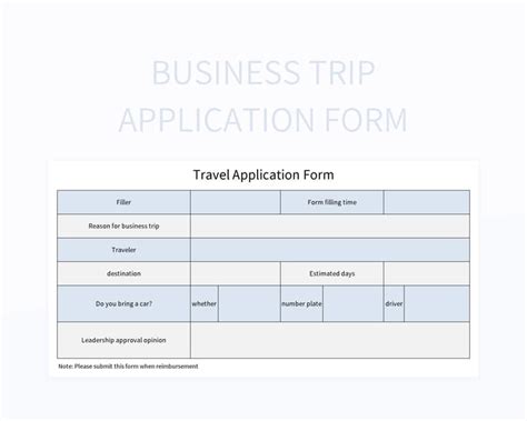 Business Trip Application Form Excel Template And Google Sheets File