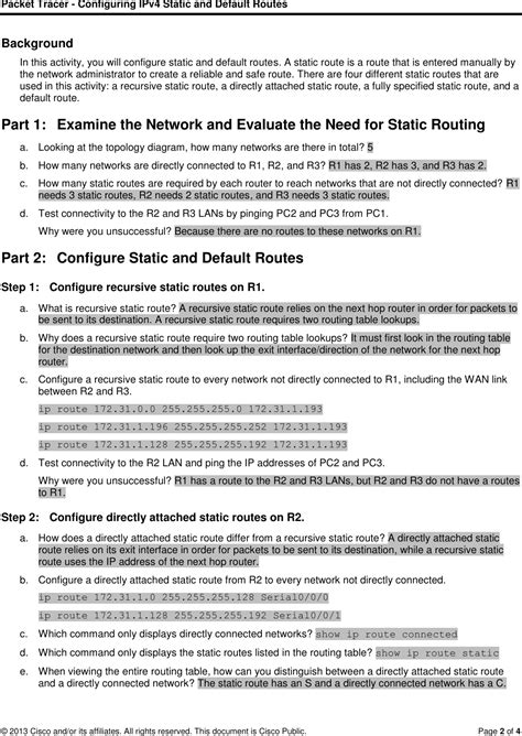 6 2 2 4 Packet Tracer Configuring IPv4 Static And Routes Instructions