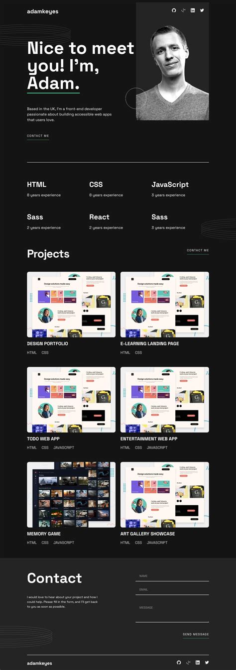 Frontend Mentor Single Page Porfolio HTML CSS JS Coding Challenge