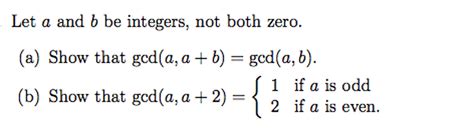 solved let a and b be integers not both zero show that