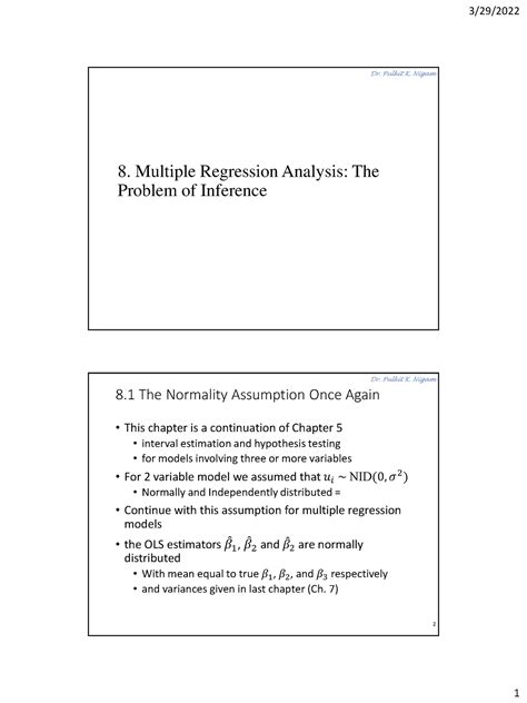 ch 8 econometrics sem 4 notes 8 multiple regression analysis the problem of inference 8