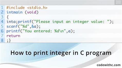 how to print integer in c program code with c