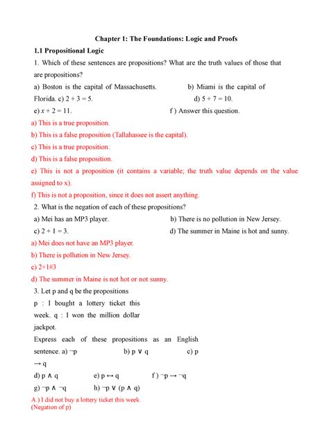 chapter 1 2 mad101 review chapter 1 the foundations logic and proofs 1 propositional logic