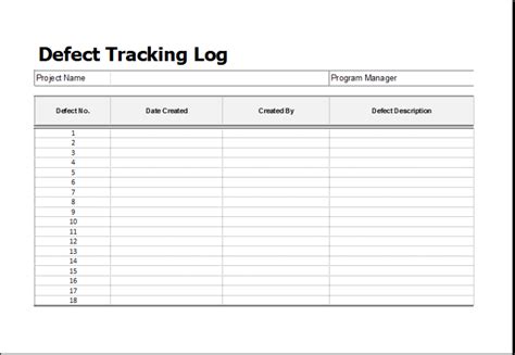 Defect Tracking Log Templates For Ms Excel Excel Templates