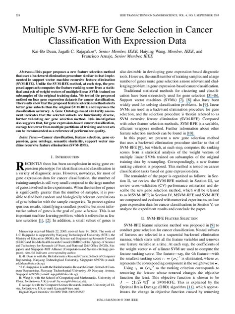 pdf multiple svm rfe for gene selection in cancer classification with expression data