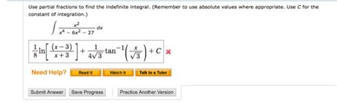 solved use partial fractions to find the indefinite