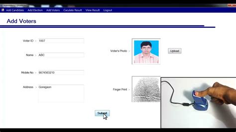 fingerprint based voting system project youtube
