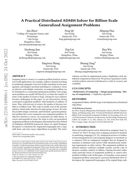 pdf a practical distributed admm solver for billion scale generalized assignment problems