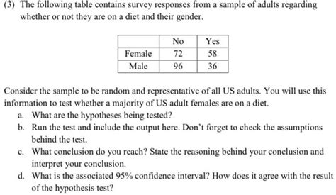 solved 3 the following table contains survey responses