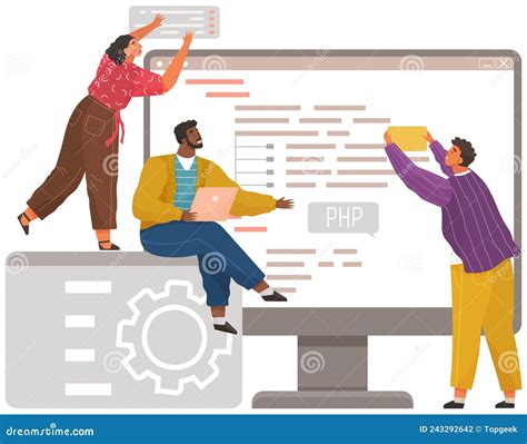 programmer engineering and coding set of programmers working on web development on computers
