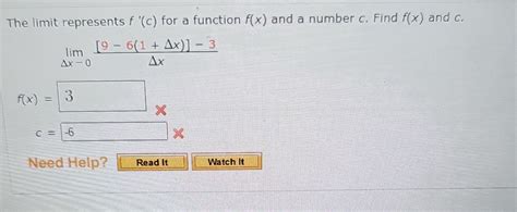 solved the limit represents f′ c for a function f x and a