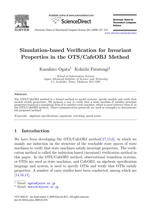 pdf simulation based verification for invariant properties in the ots cafeobj method