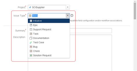 different issue types in jira