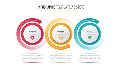 Vector 3 Steps Timeline Infographic Template With Circular Arrow Stock