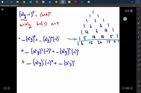 solved use pascal s triangle to expand the expression left x {2} y 1 right {5}
