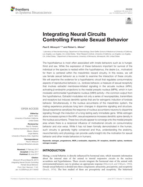 pdf integrating neural circuits controlling female sexual behavior
