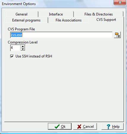 Environment Options CVS WxDev C Documentation