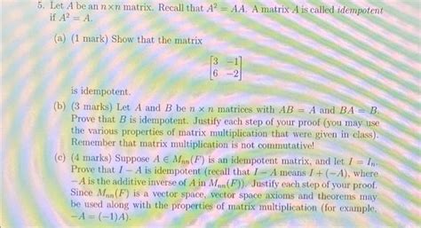 solved 5 let a be an nxn matrix recall that ap aa a