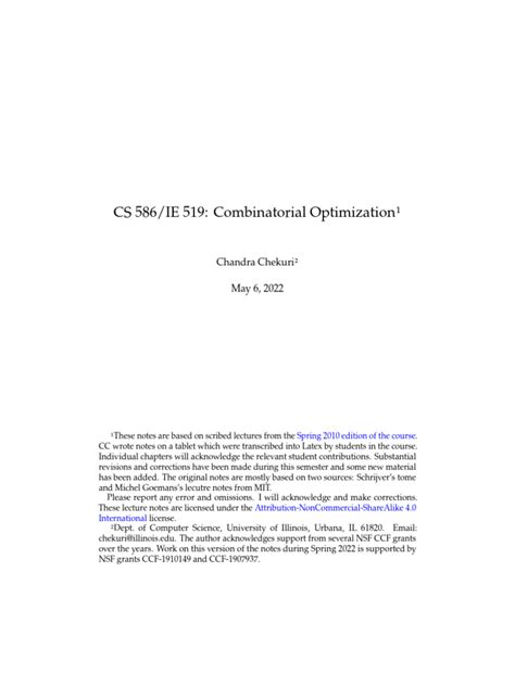 combinatorial optimization chekuri 2022 pdf linear programming time complexity