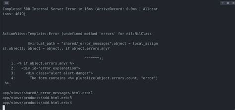 ruby on rails nomethoderror in products add undefined method `errors for nil nilclass