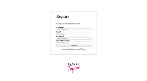 Registration Form In HTML Scaler Topics
