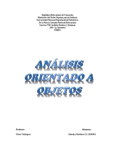 analisis orientado a objetos pdf objeto informática programación orientada a objetos