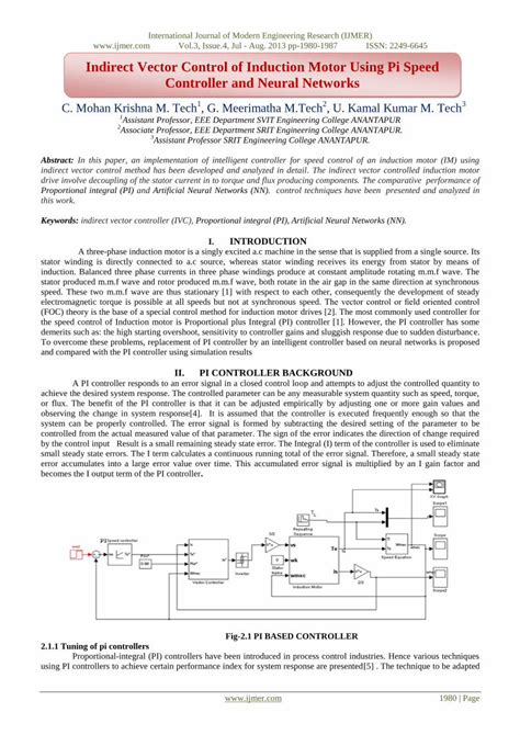pdf indirect vector control of induction motor using pi speed papers vol3 issue4