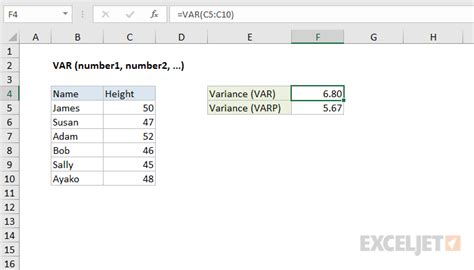 how to use the excel var function exceljet
