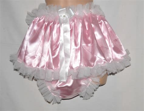 Pink Silky Satin Pantyslip Satin Panties With Skirted