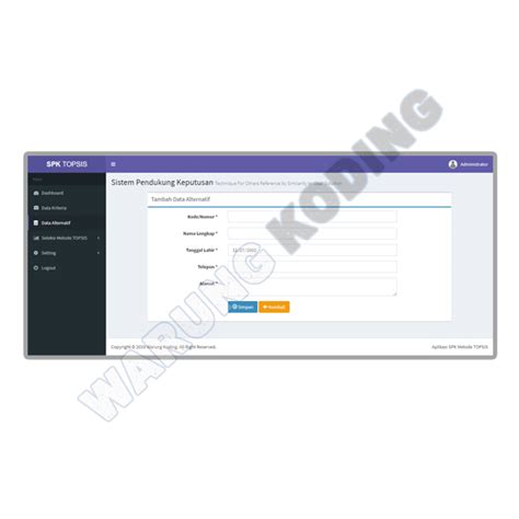 source code aplikasi spk metode topsis dengan php dan mysql