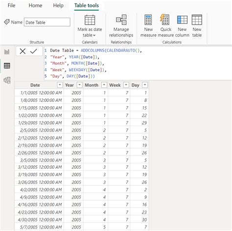 How To Create A Date Table In Power Bi Using Dax In Power Bi