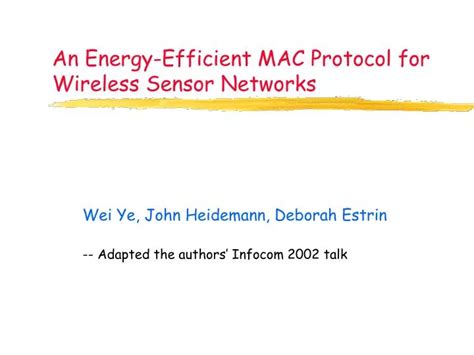 ppt an energy efficient mac protocol for wireless sensor networks powerpoint presentation id