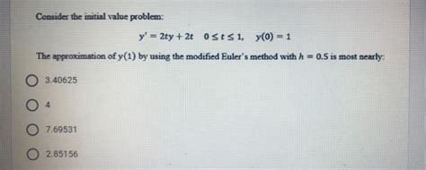 solved consider the initial value problem y 2ty 2t