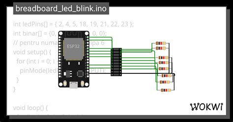 Breadboard Led Blink Ino Copy Wokwi ESP32 STM32 Arduino Simulator