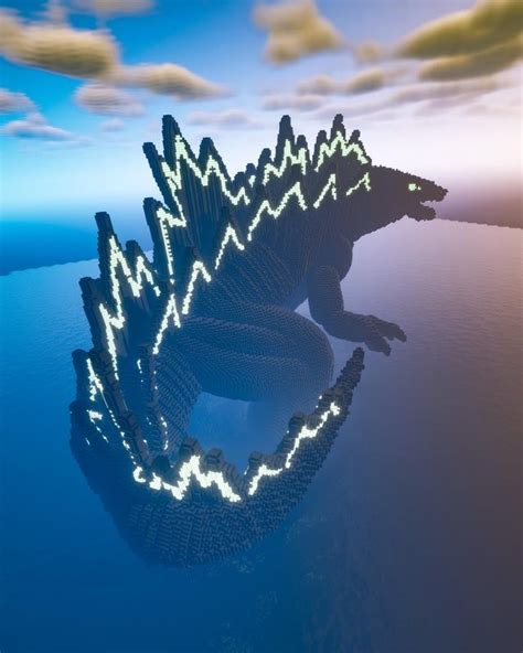 Godzilla Minecraft Minecraft Statues Minecraft Creations Minecraft