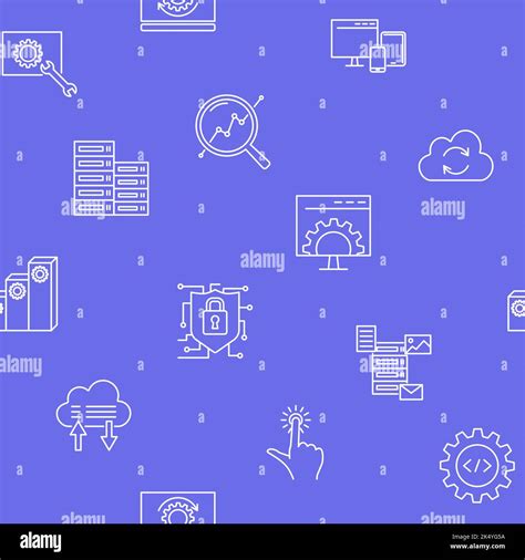 Computer Software Seamless Pattern In Line Style Technology Background